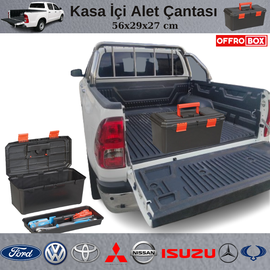 Pikap Bagaj Alet Çantası Bagaj Düzenleyici Organizer Kutu Box 56x29x27 cm